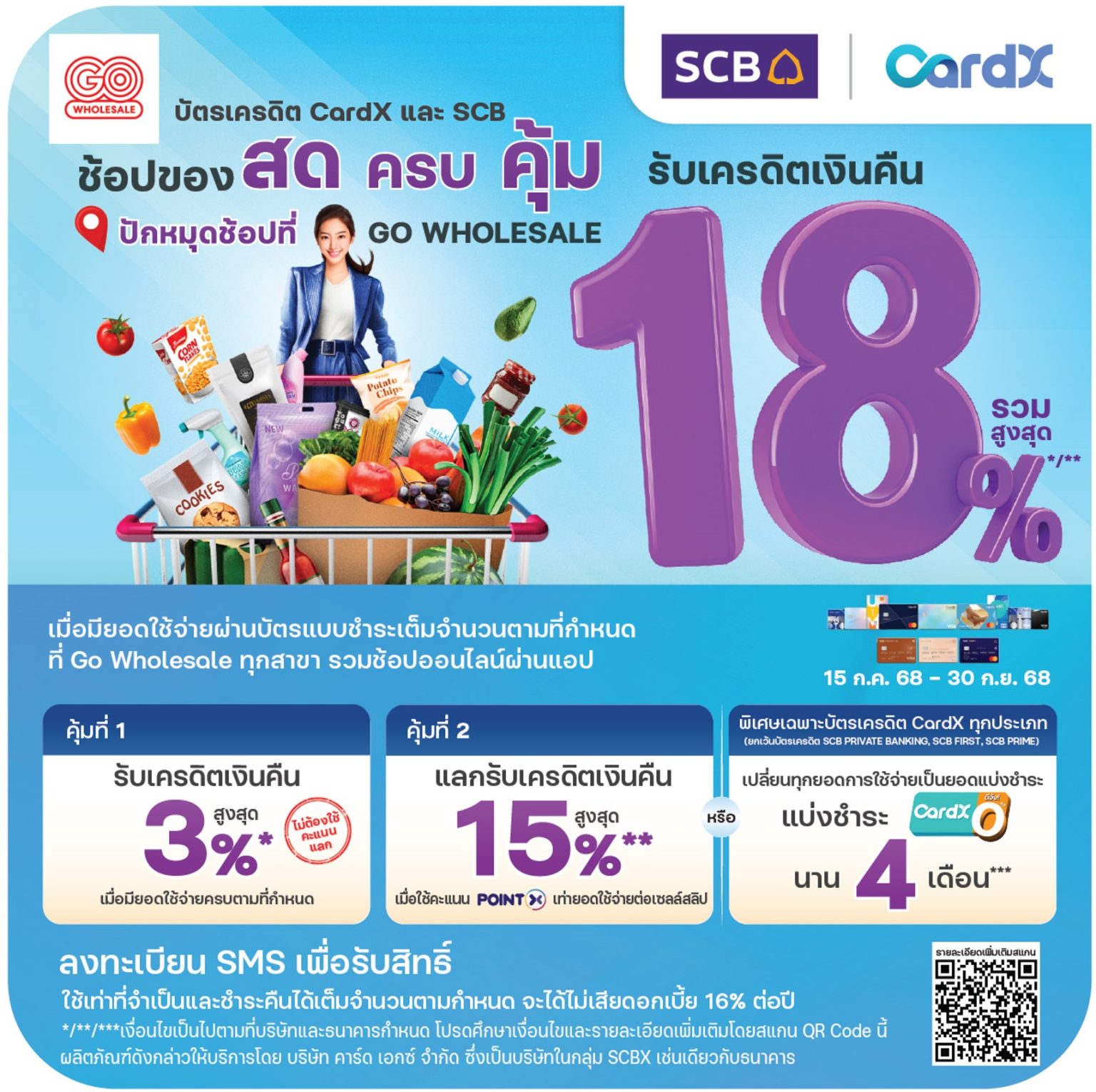 GO WHOLESALE - บัตรเครดิต SCB และ CardX รับเครดิตเงินคืนรวมสูงสุด 18%*